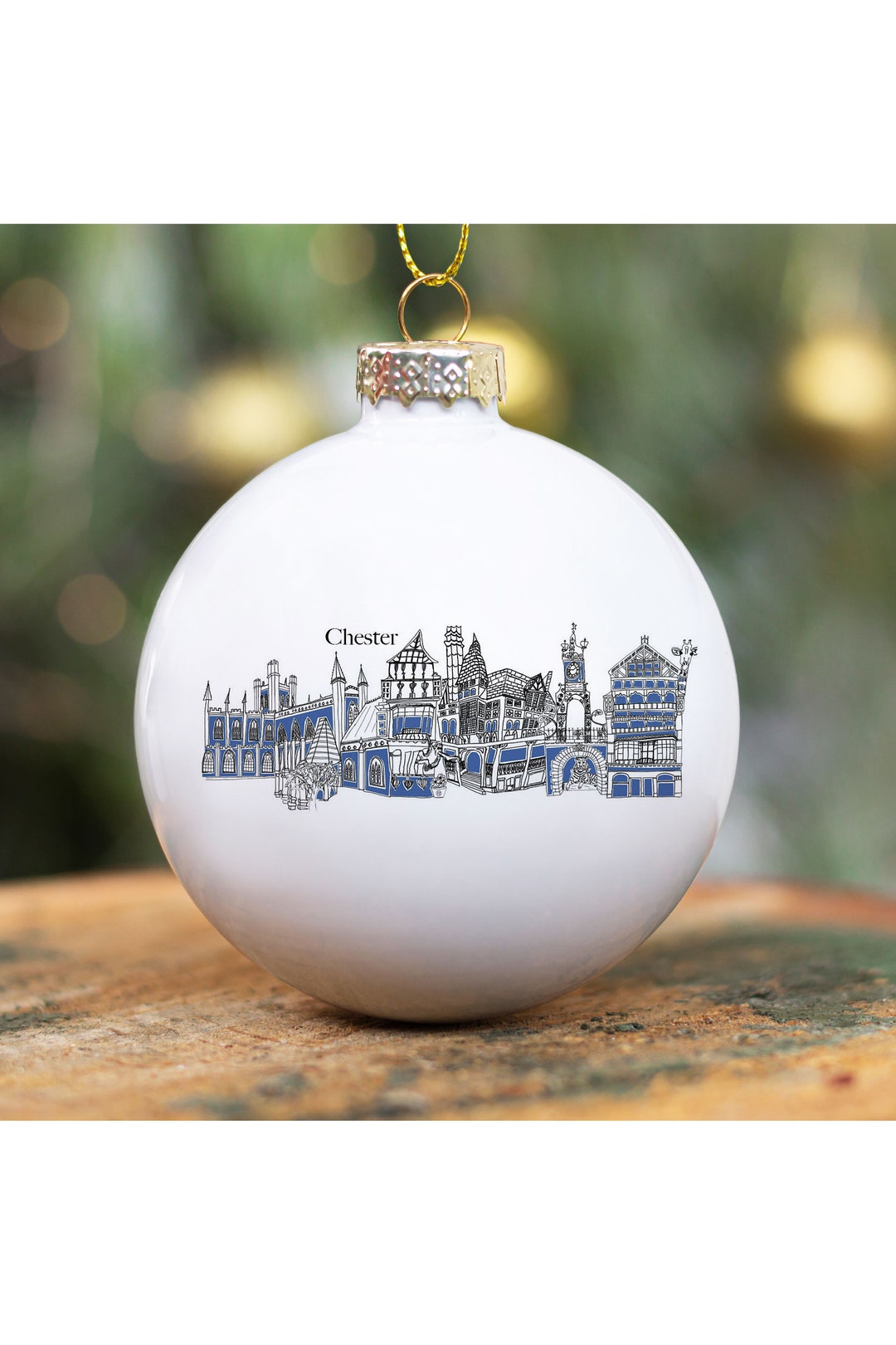 Chester Cityscape Bone China Bauble: Hand-decorated Christmas Ornament ...