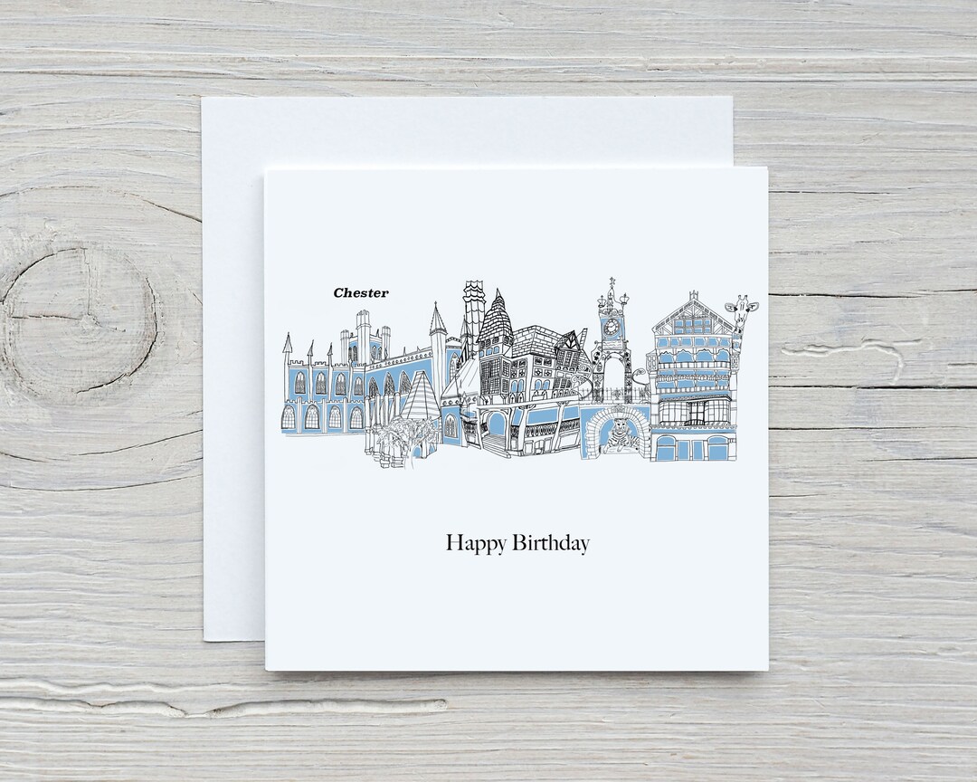 Chester New Home Card, Skyline Drawing Card - Etsy
