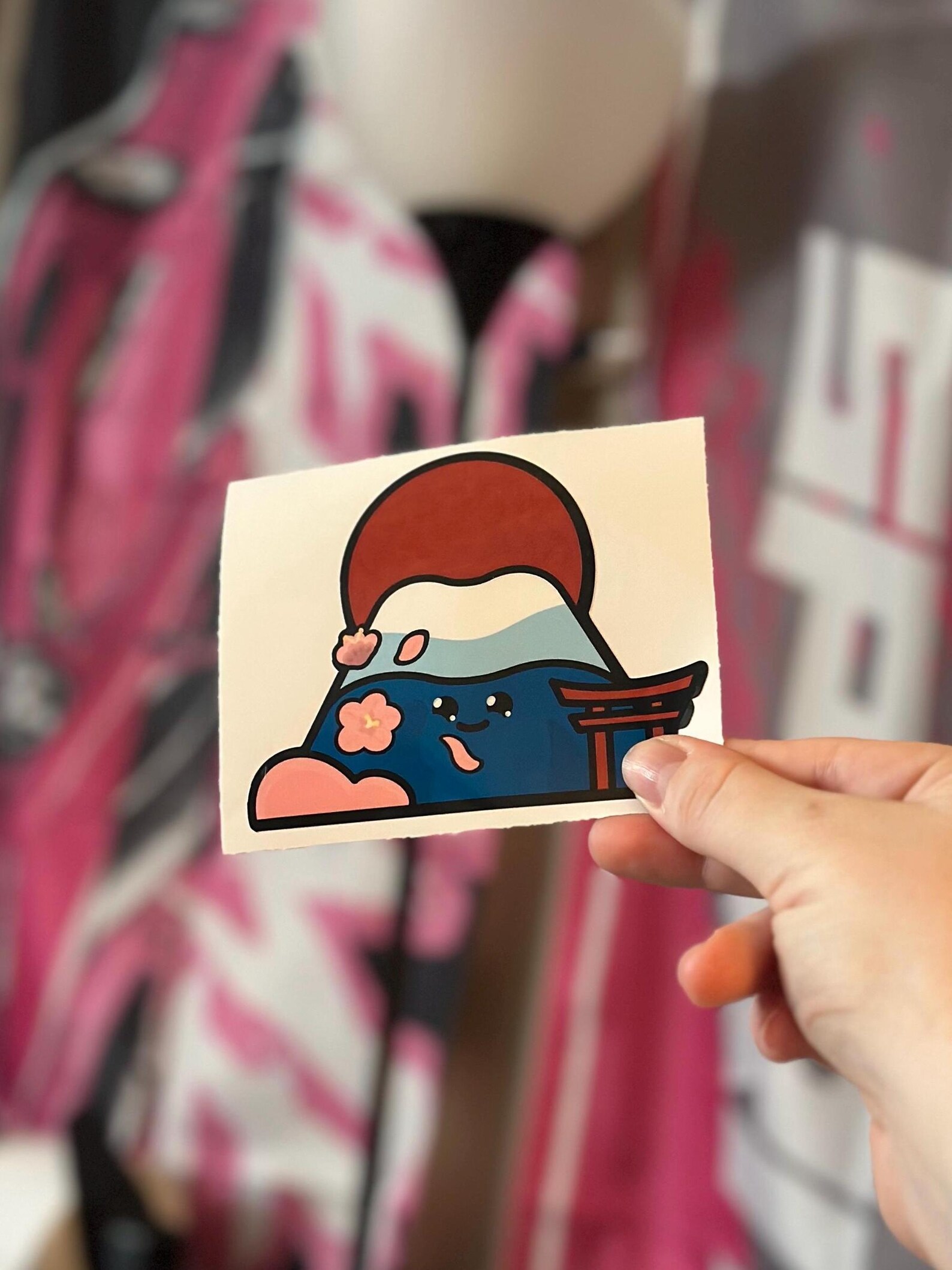 Natsukashii Cute Kawaii Mount Fuji Peeker JDM Car Sticker Mechanic ...