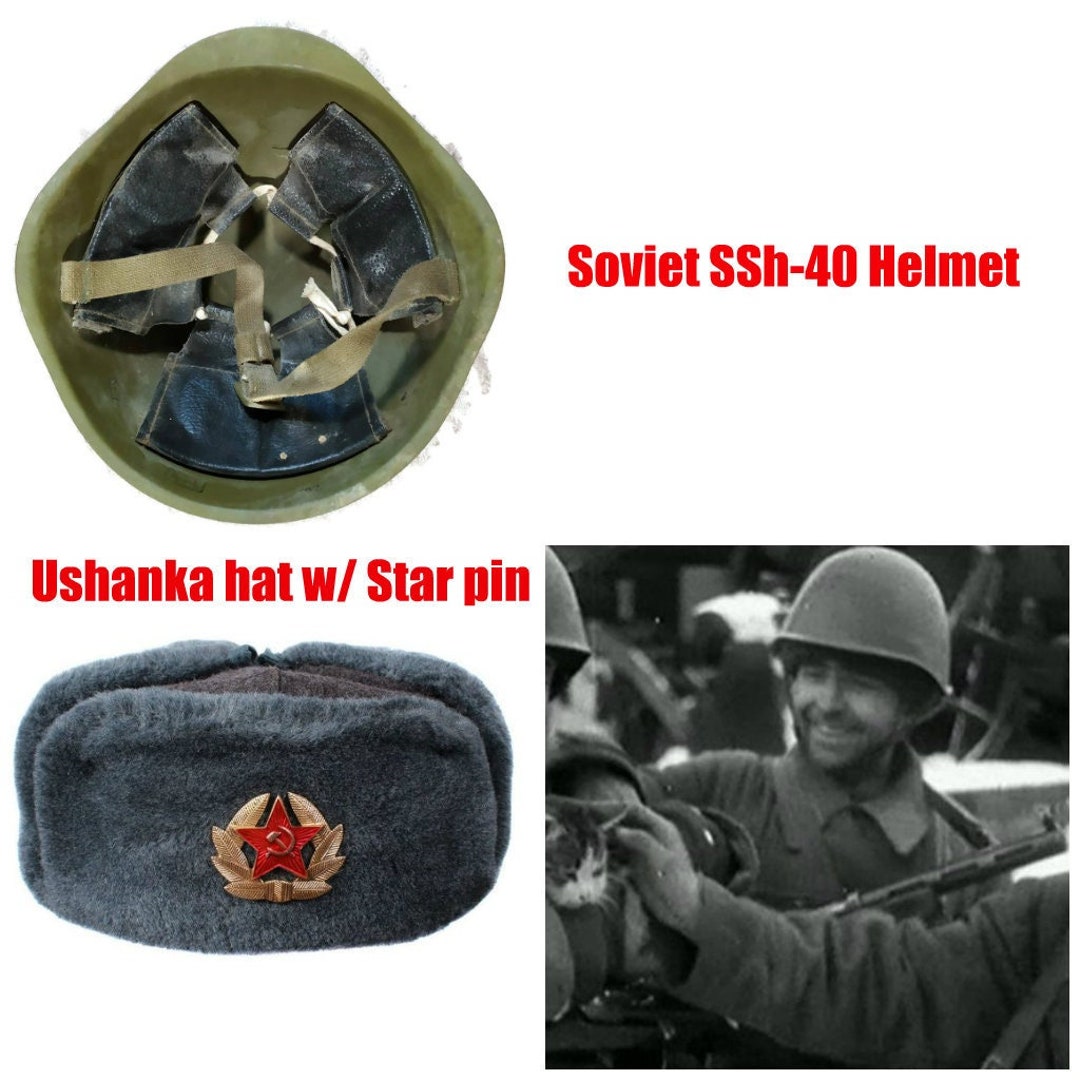 2pcs Set Original Soviet Ssh-40 Steel Helmet USSR Army Soldier Shlem ...