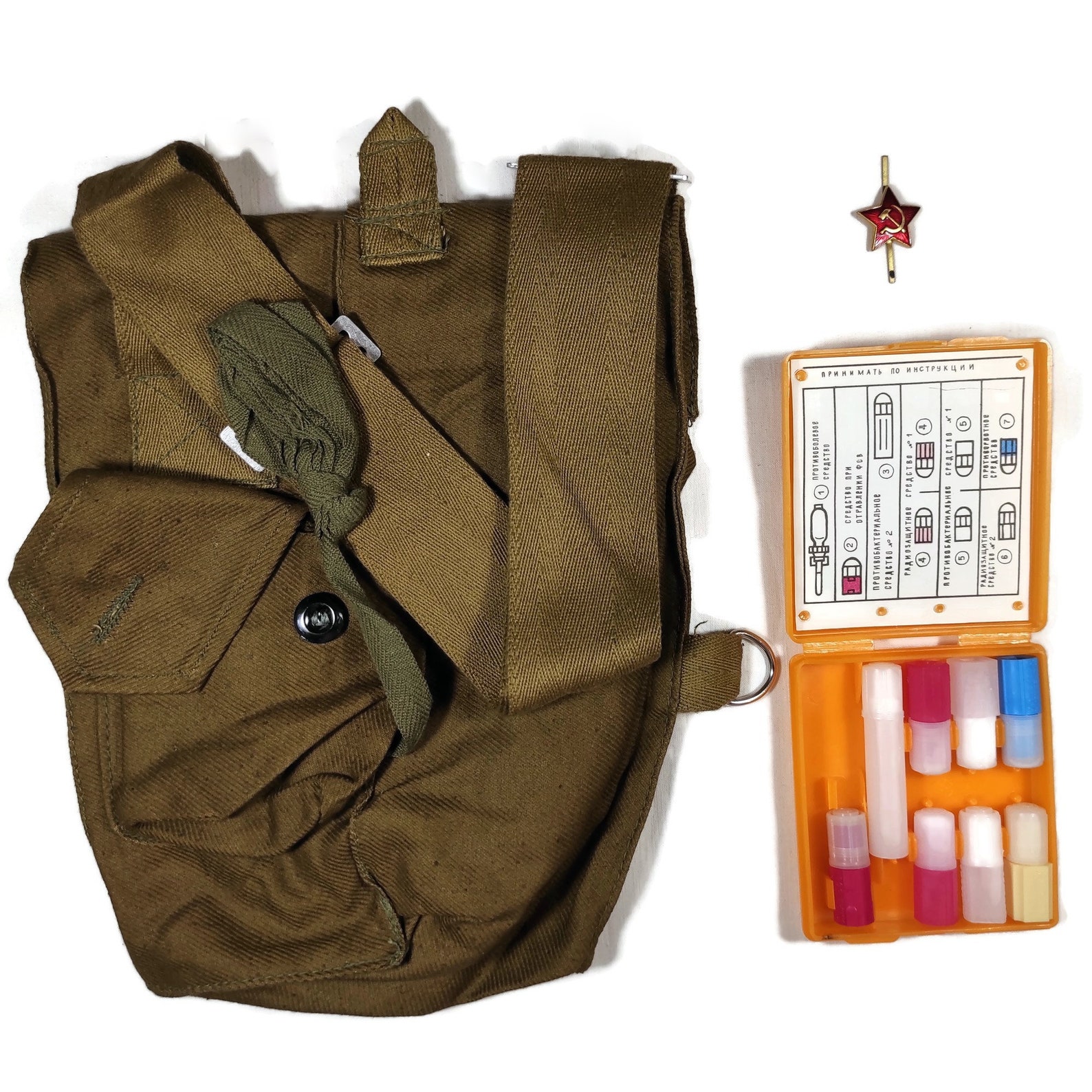Original Soviet Army Med Kit AI-2 First Aid Box USSR GP-5 Gas Mask ...