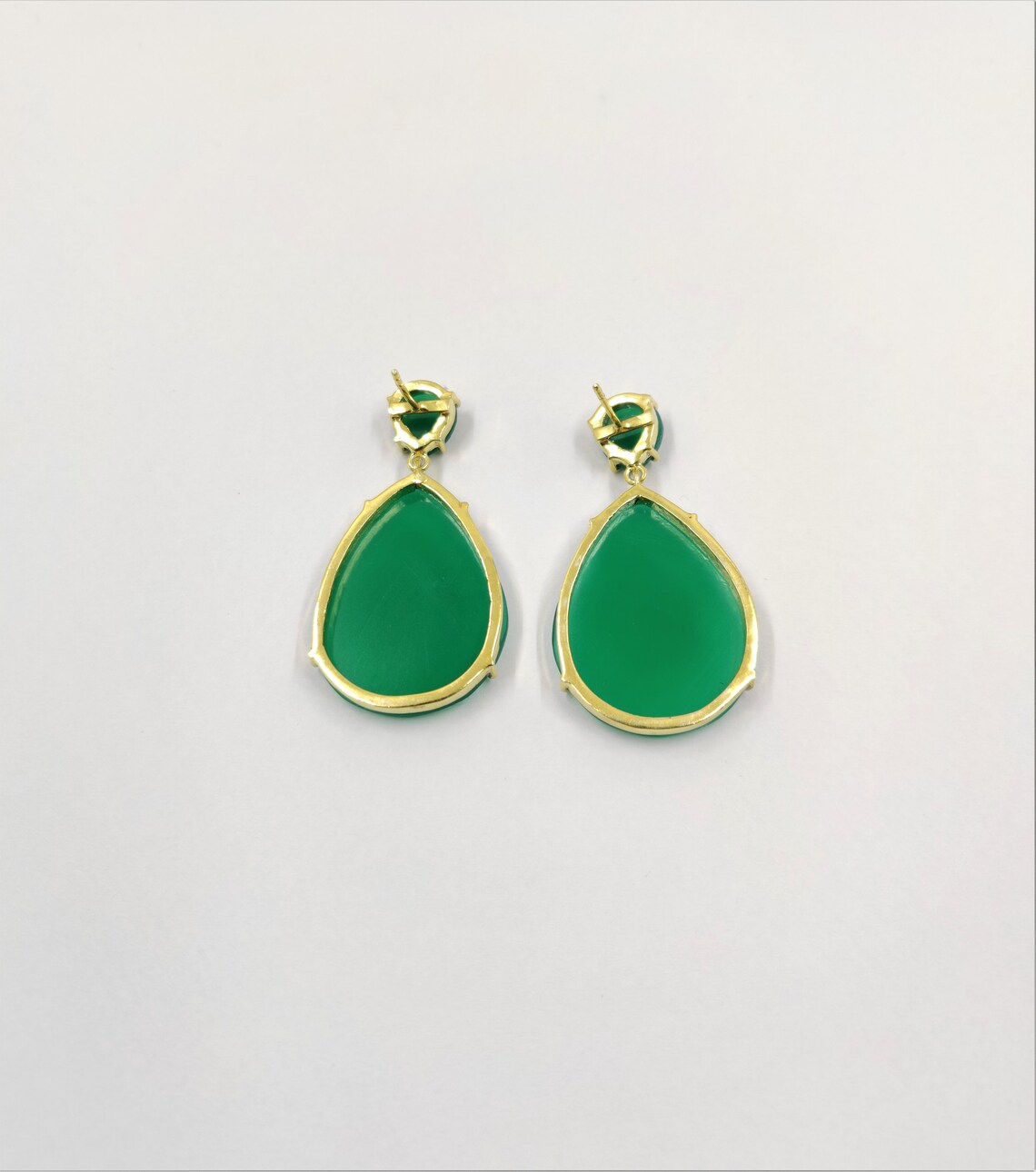 Buy Green Onyx Gemstone Earrings Made in 925 Sterling Silver (gold ...