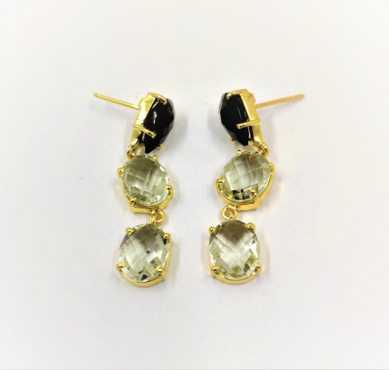 Buy Smoky Quartz & Green Citrine Gemstone Earrings Made in 925 Sterling ...