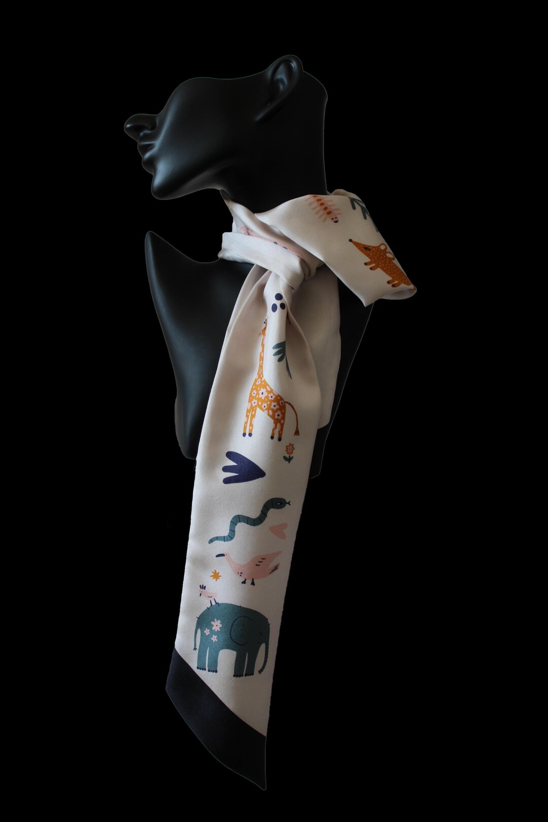 THANDI Safari Twill Silk Skinny Hair Bag Tie Scarf (3 X 47 Inches | 8 X ...