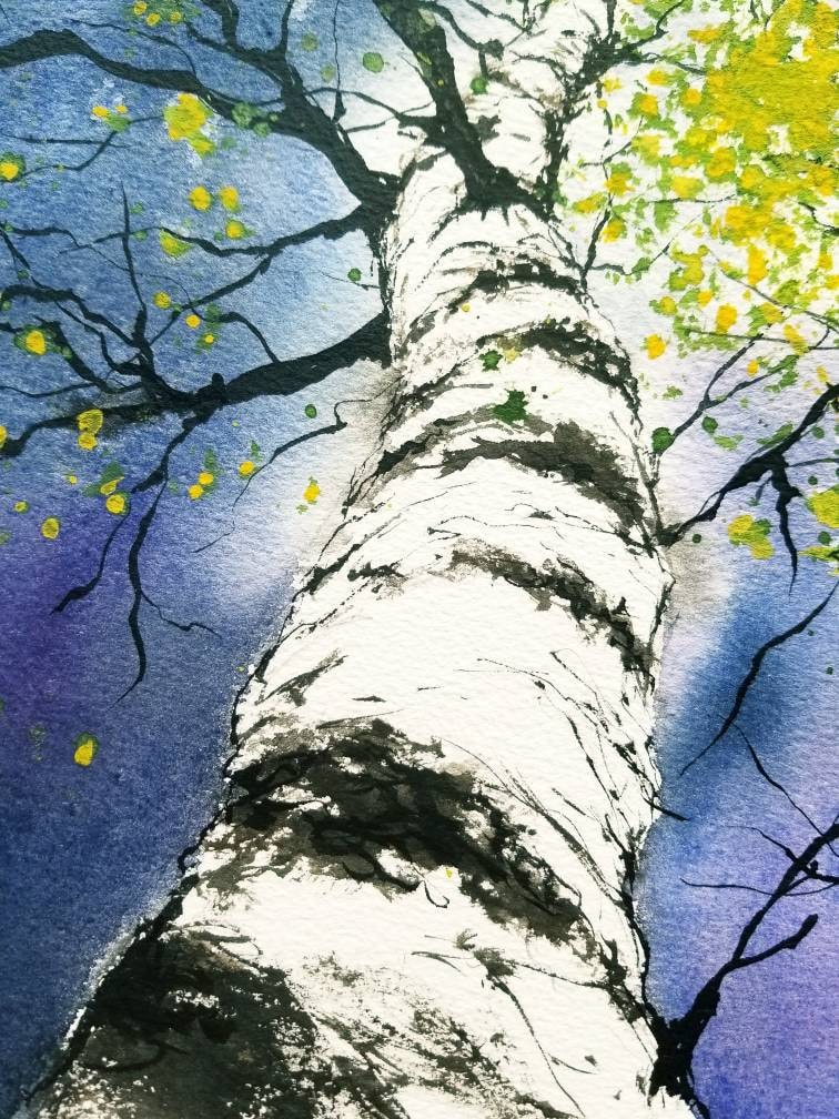 Looking up Trees Original Watercolor Painting Handmade Art Wall Decor ...