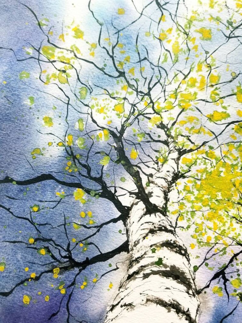 Looking up Trees Original Watercolor Painting Handmade Art Wall Decor ...