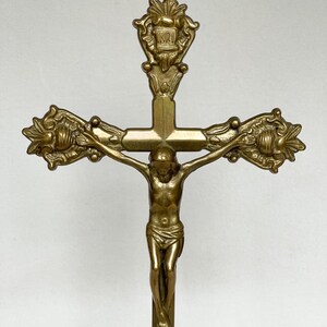 Vintage Standing Altar/table Brass INRI Crucifix, Jesus Christ ...