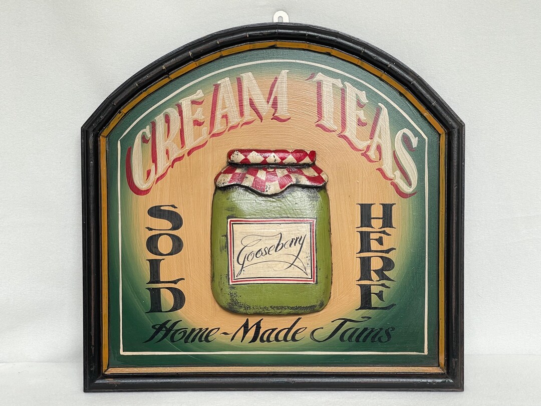 Vintage Farmhouse Wooden “cream Teas” Sign. Rustic Wooden Kitchen Decor ...