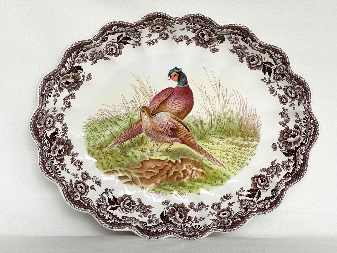 Spode “woodland Series” Fluted Rim Pheasant Platter. Serving Dish - Etsy