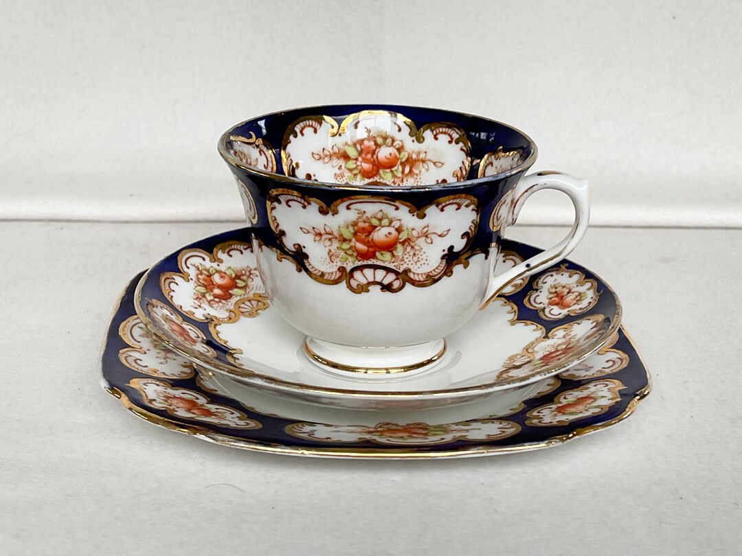 Royal Albert Crown China “bristol” Pattern Tea Cup, Saucer & Plate Trio ...