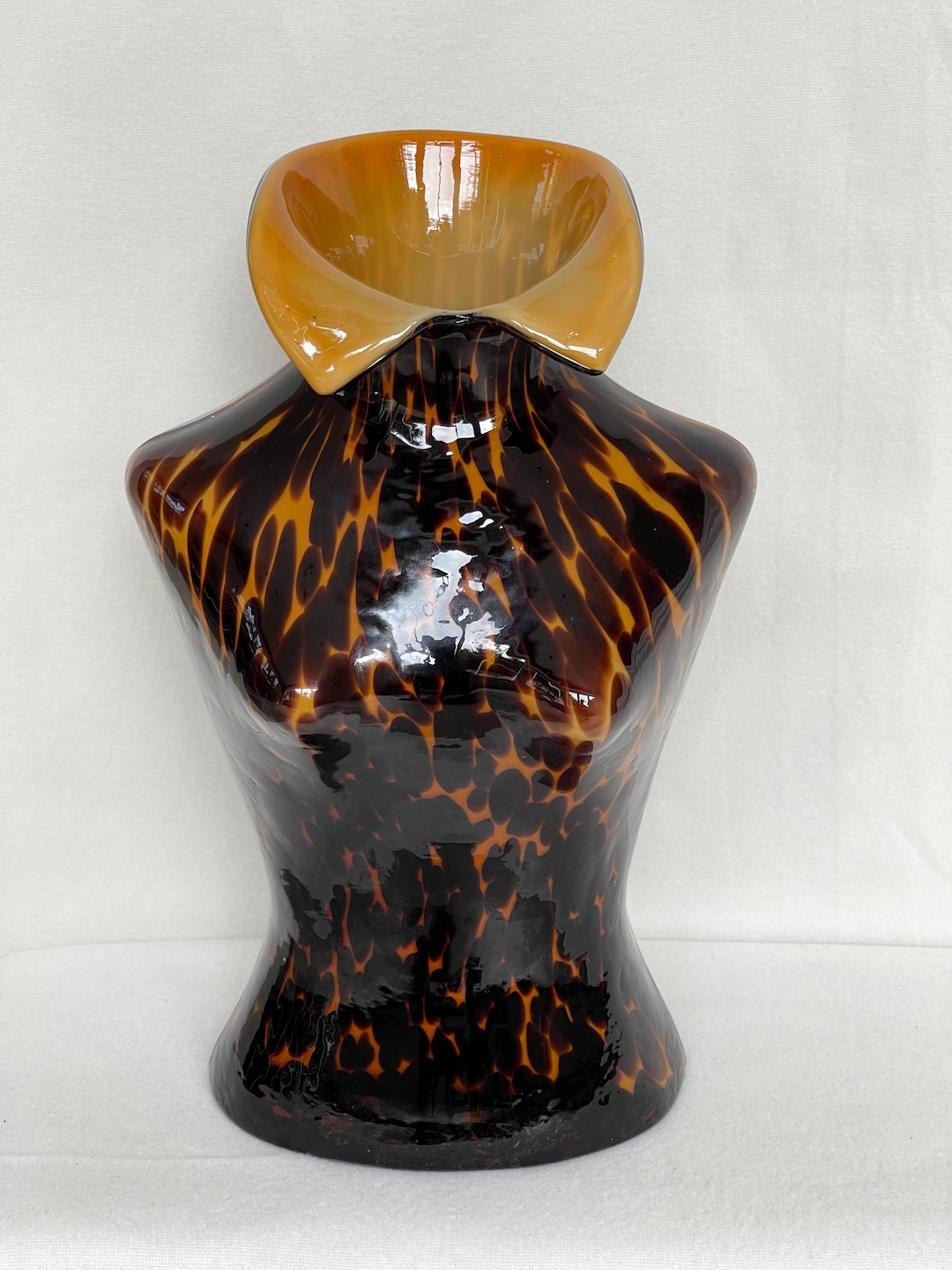 Vintage 30cm Murano Style Glass Tortoiseshell Torso/maniquin Vase ...