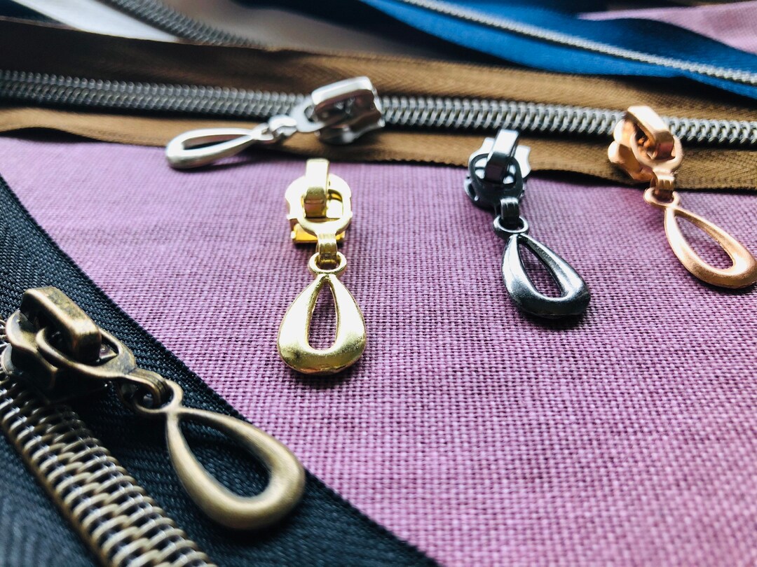 Teardrop Metal Zipper Sliders, Zipper Pulls for Size 5 Nylon Zipper ...