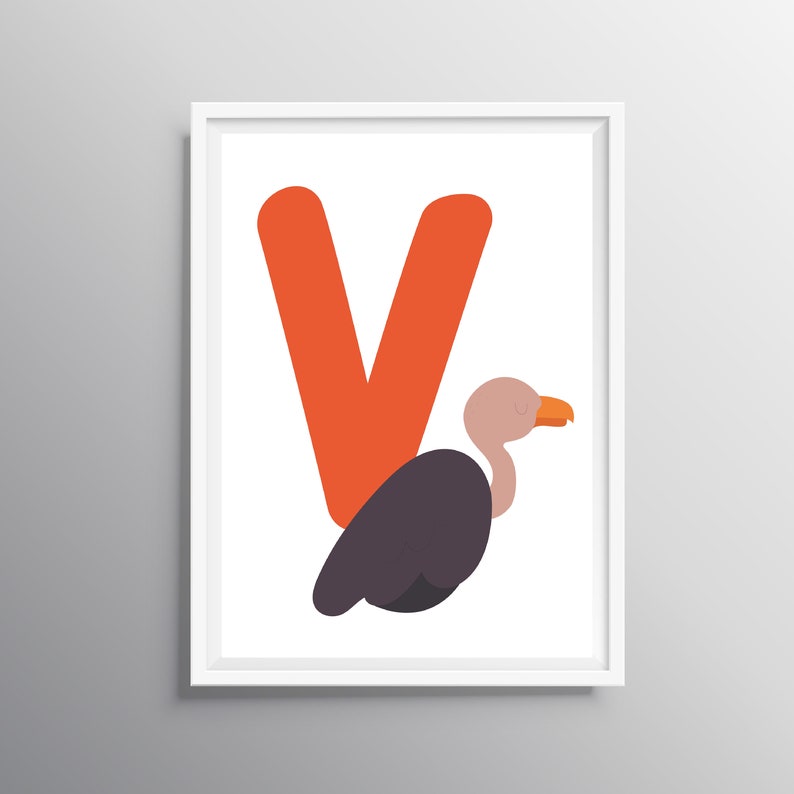 Letter V Printable Initial Wall Art Typography Poster | Etsy