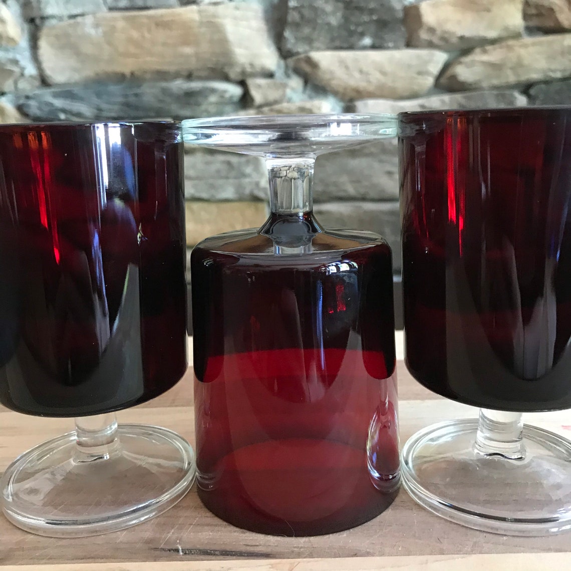 Ruby Red Luminarc Wine Glasses Verrerie Darques | Etsy