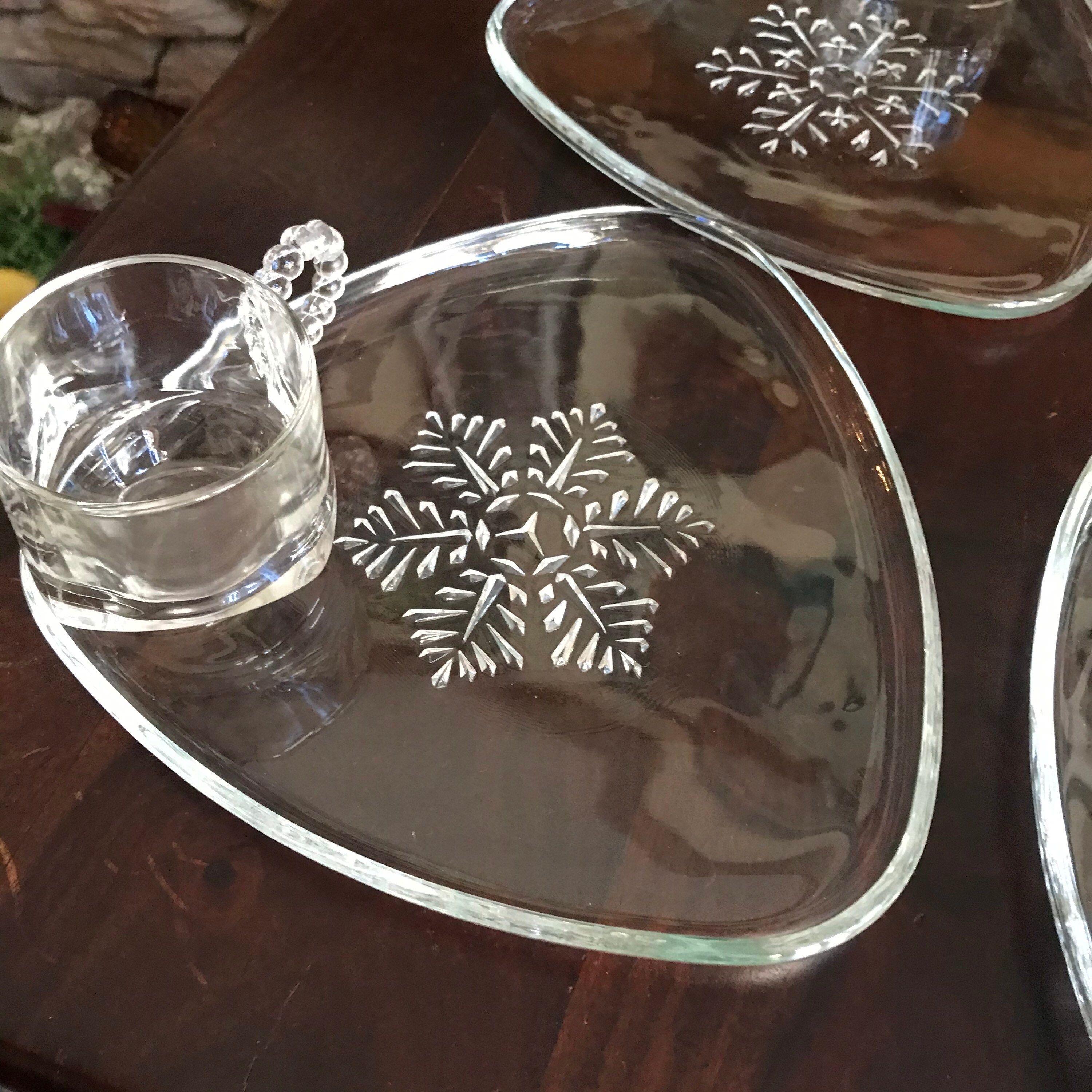Vintage Snowflake Snack Sets 4 Different Designs Indiana | Etsy