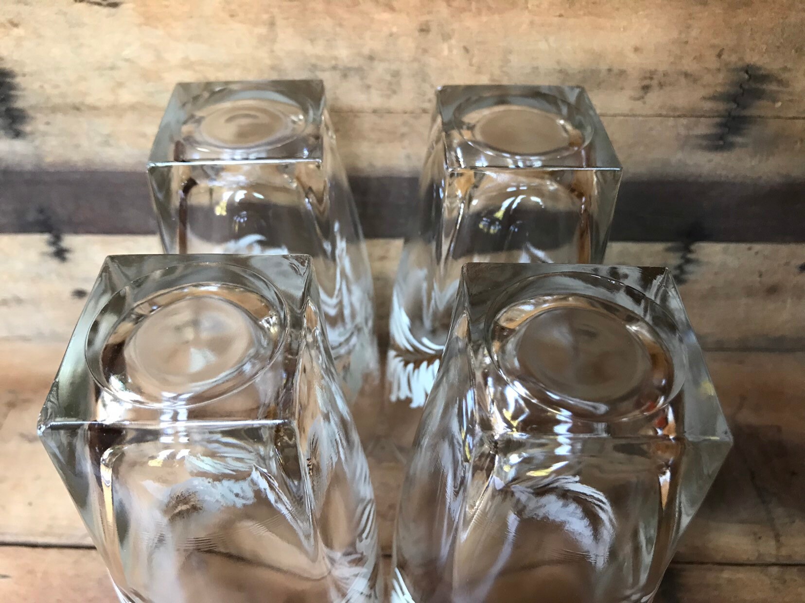 MCM Gold and White Feather Plume Tumblers | Square Base | Cocktail ...
