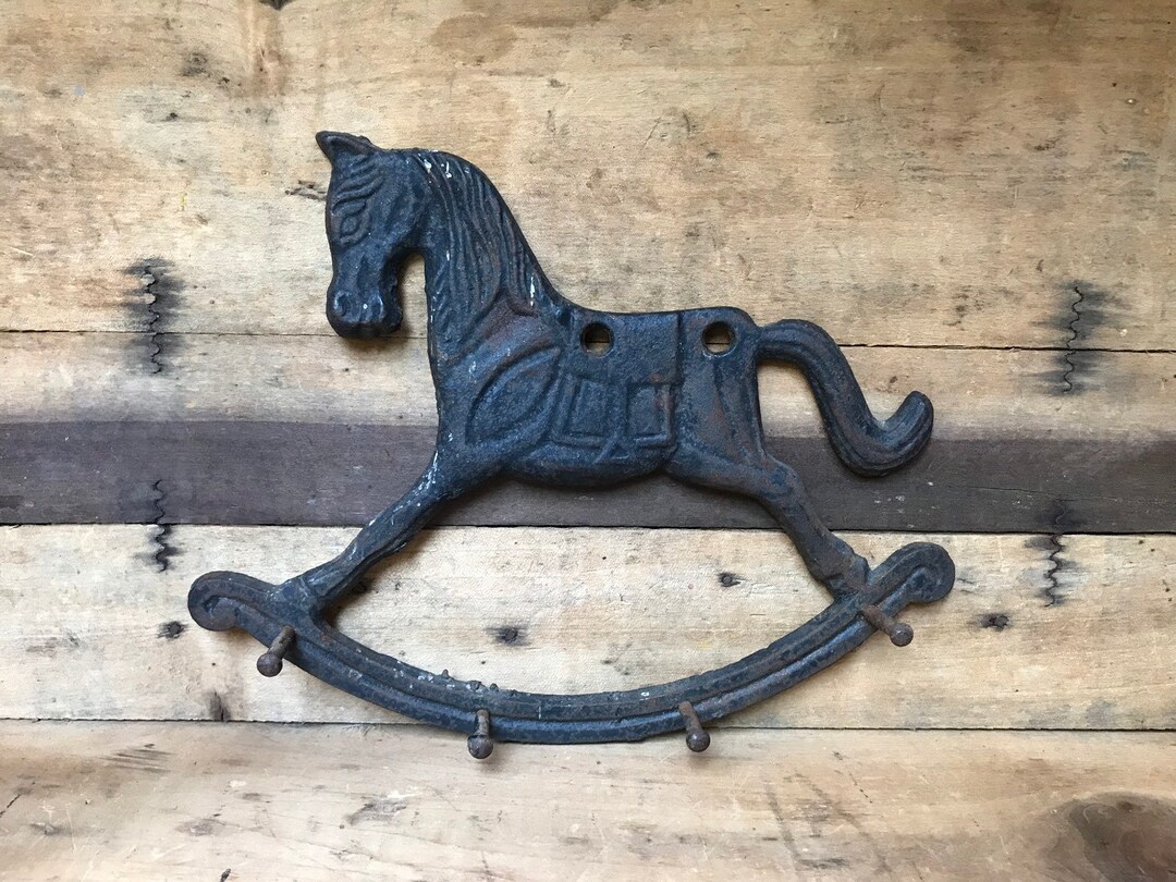 Cast Iron Rocking Horse Wall Mount | 4 Prongs | Nursey Kids Room | Farm ...