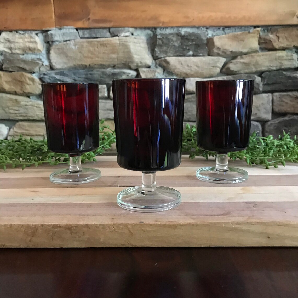 Ruby Red Luminarc Wine Glasses Verrerie Darques - Etsy