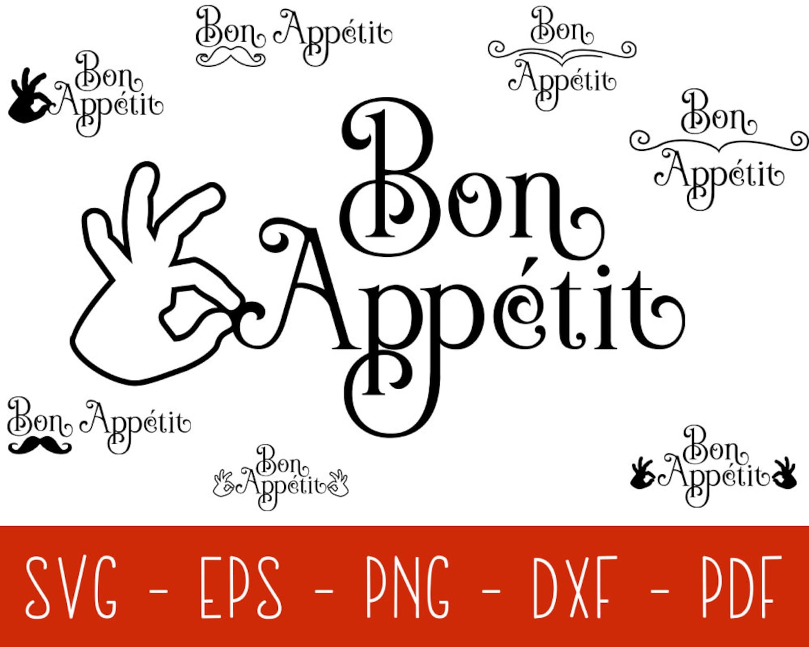 Bon Appetit SVG Bundle - Bon Appetit Sign, French Sign Svg, Kitchen Svg ...