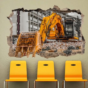 Excavator Wall Sticker Construction Wall Decal Vinyl Sticker Large ...