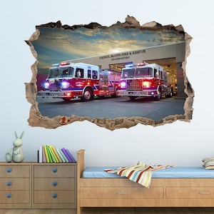 Fire Department Fire Engine Wall Decal Fire Trucks Wall Decor Prints ...