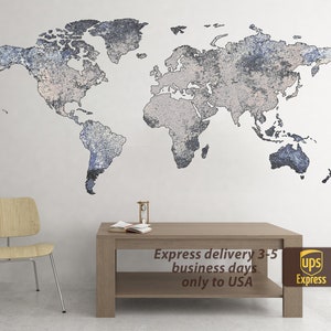 World Map Wall Sticker Abstract Map Wall Decal Wall World Map Home ...