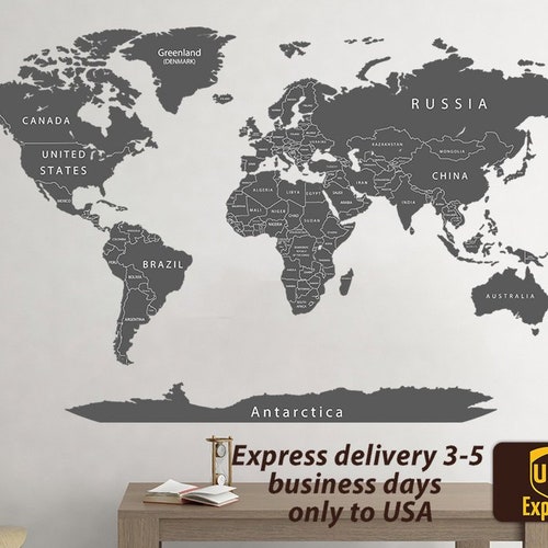 LARGE World Map Wall Decal Sticker 7ft X 3.47ft Vinyl Wall | Etsy