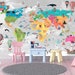 Cartoon World Map Peel & Stick Kids World Map Vinyl Wallpaper | Etsy