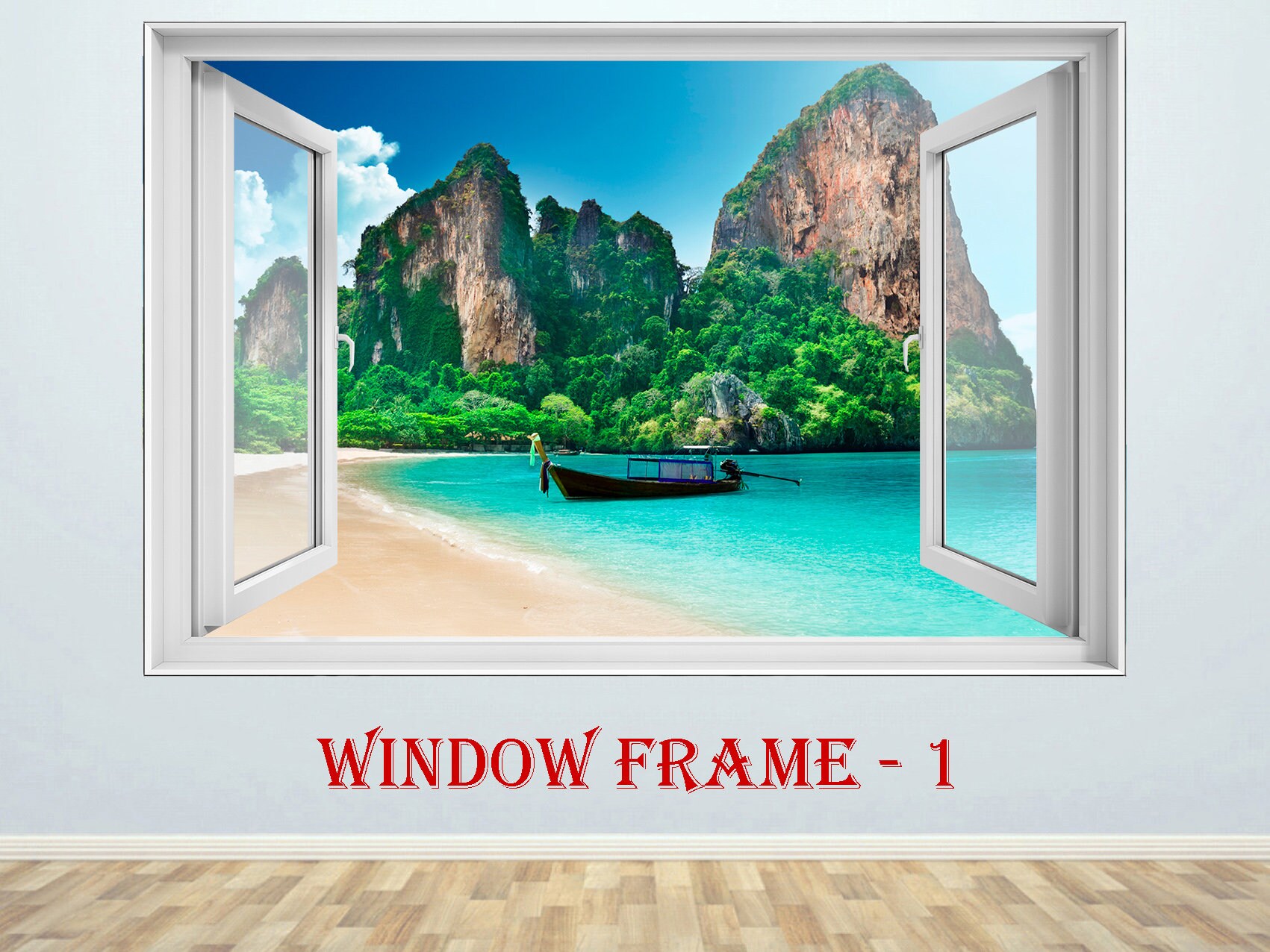 Tropical Island Beach 3D Window View Wall Sticker Sea Nature - Etsy