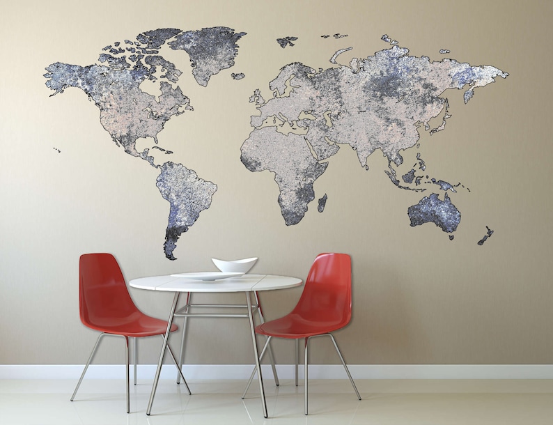 World Map Wall Sticker Abstract Map Wall Decal Wall World Map - Etsy