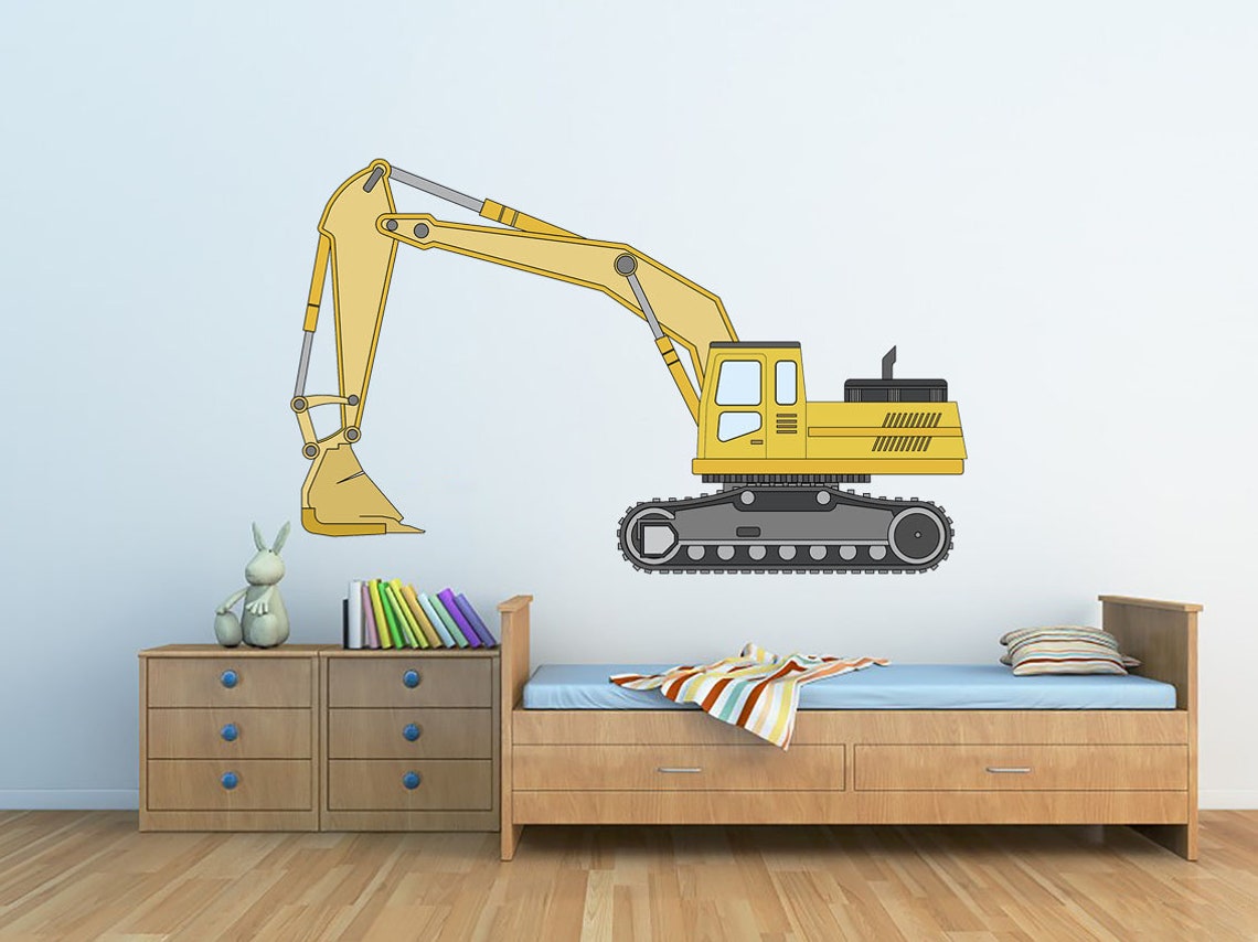 Excavator Wall Decal Construction Wall Decor Kids Room Wall | Etsy