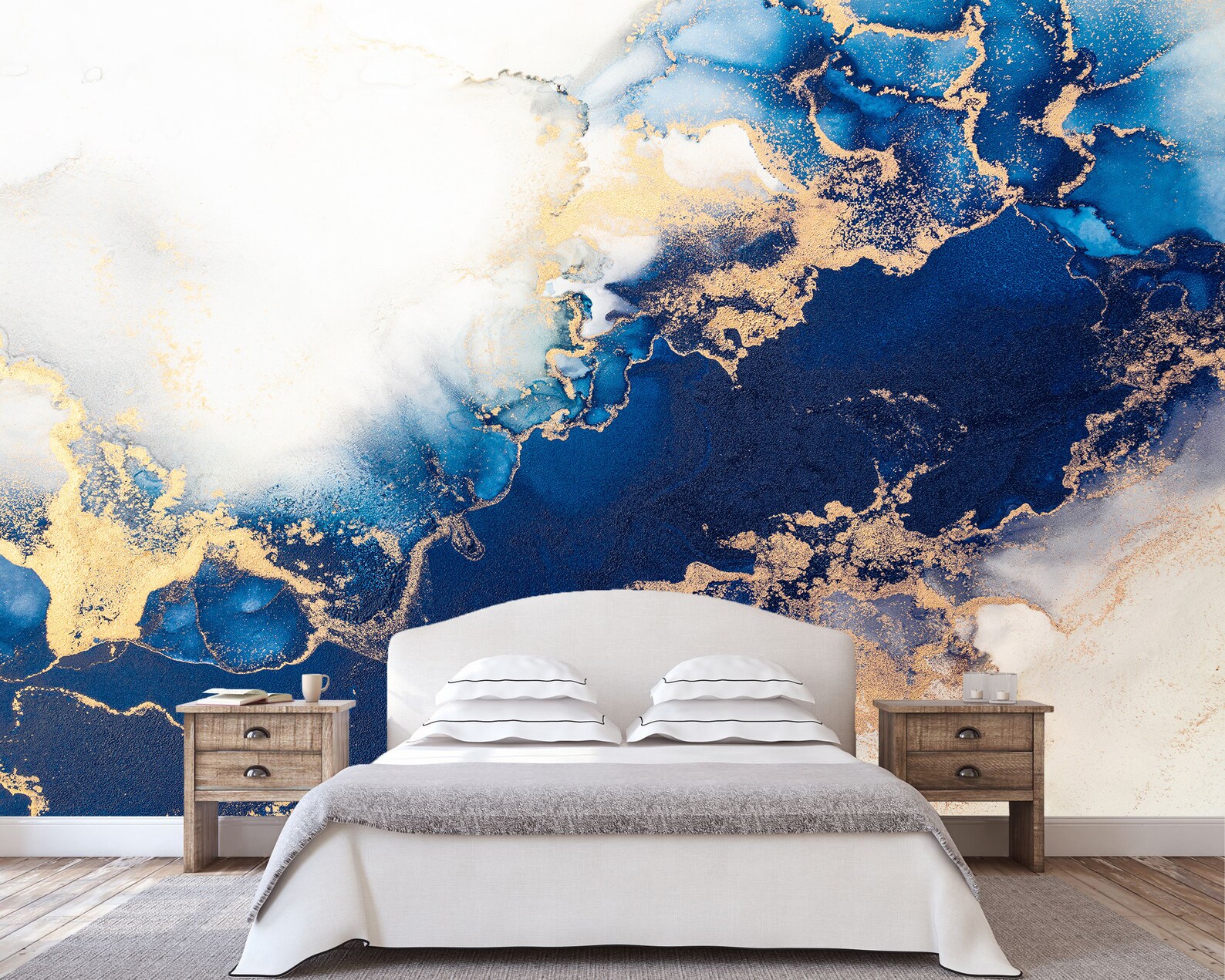 Blue Abstract Marble Wall Mural Peel and Stick Wallpaper - Etsy