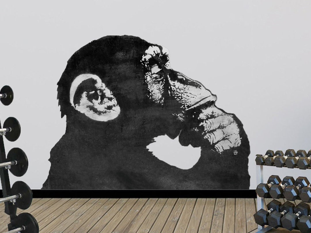 Thinking Monkey Wall Sticker Street Art Wall Decal Graffiti Monkey ...
