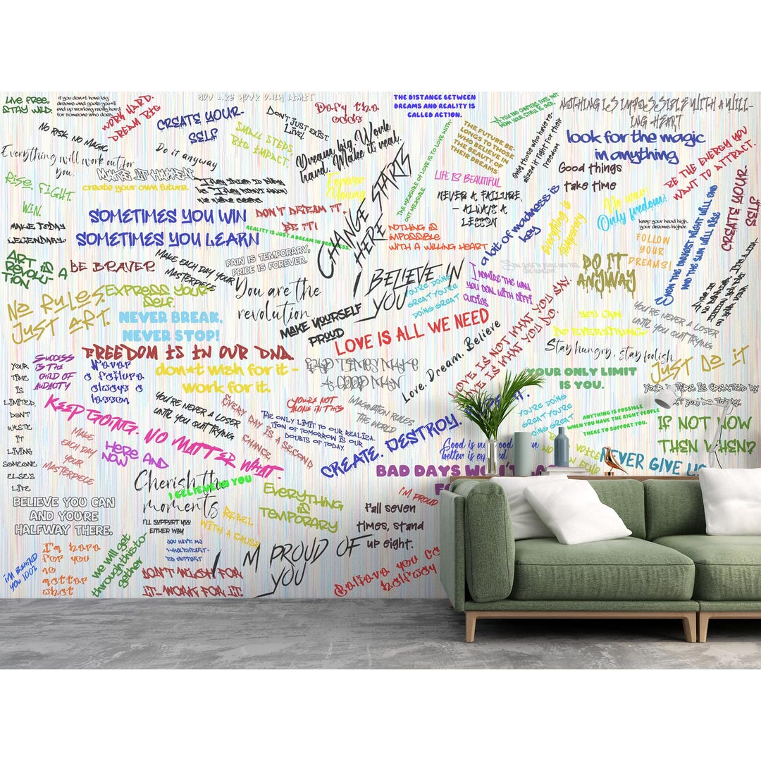 Colorful Motivational Quotes Mural Wallpaper Teens Room Custom Wall ...