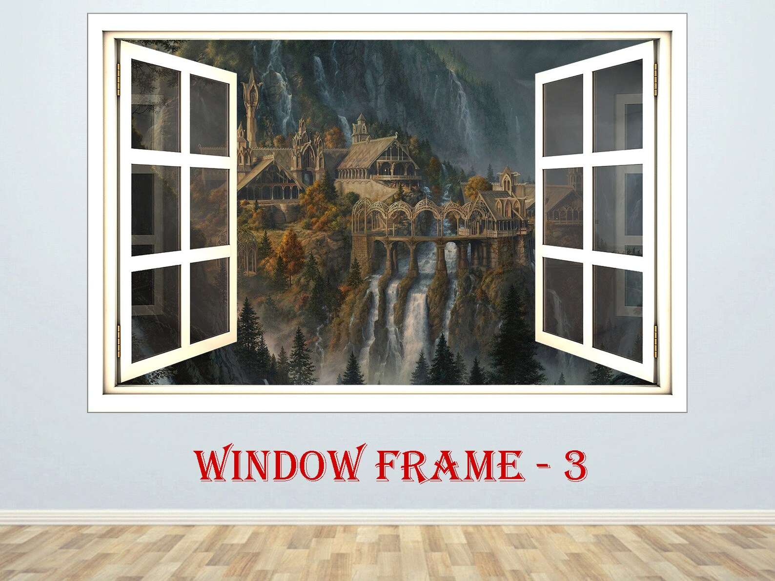 Fantasy Art Castle 3D Window effect Window Poster Wall Sticker | Etsy