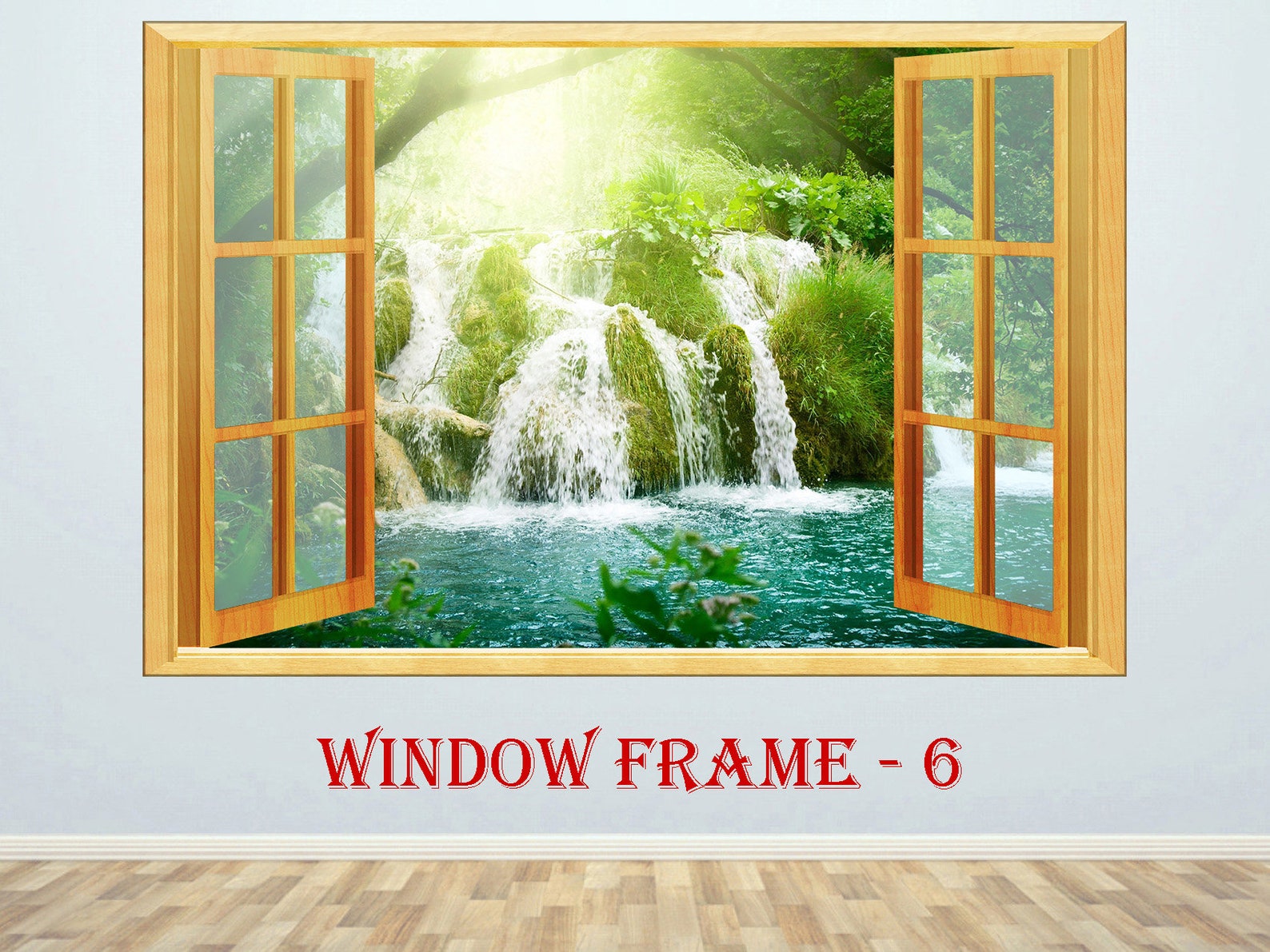 3D Window View on Waterfall Lake Wall Decal Window Wall Decor Vinyl ...