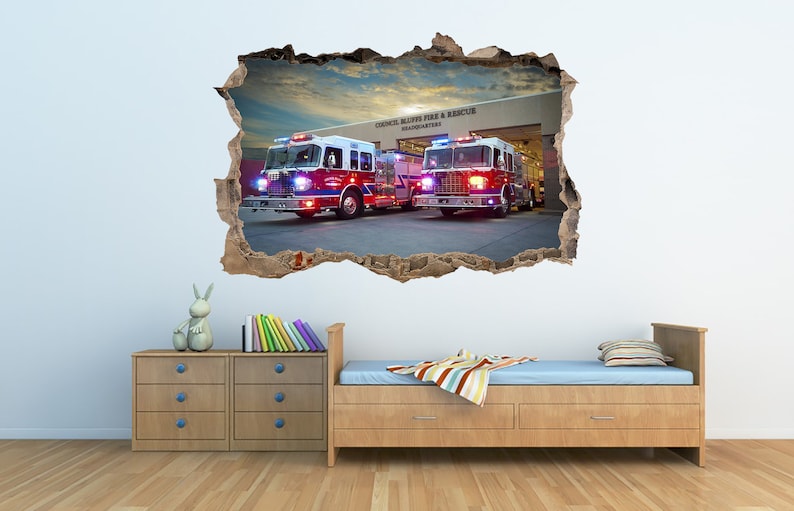 Fire Department Fire Engine Wall Decal Fire Trucks Wall Decor - Etsy