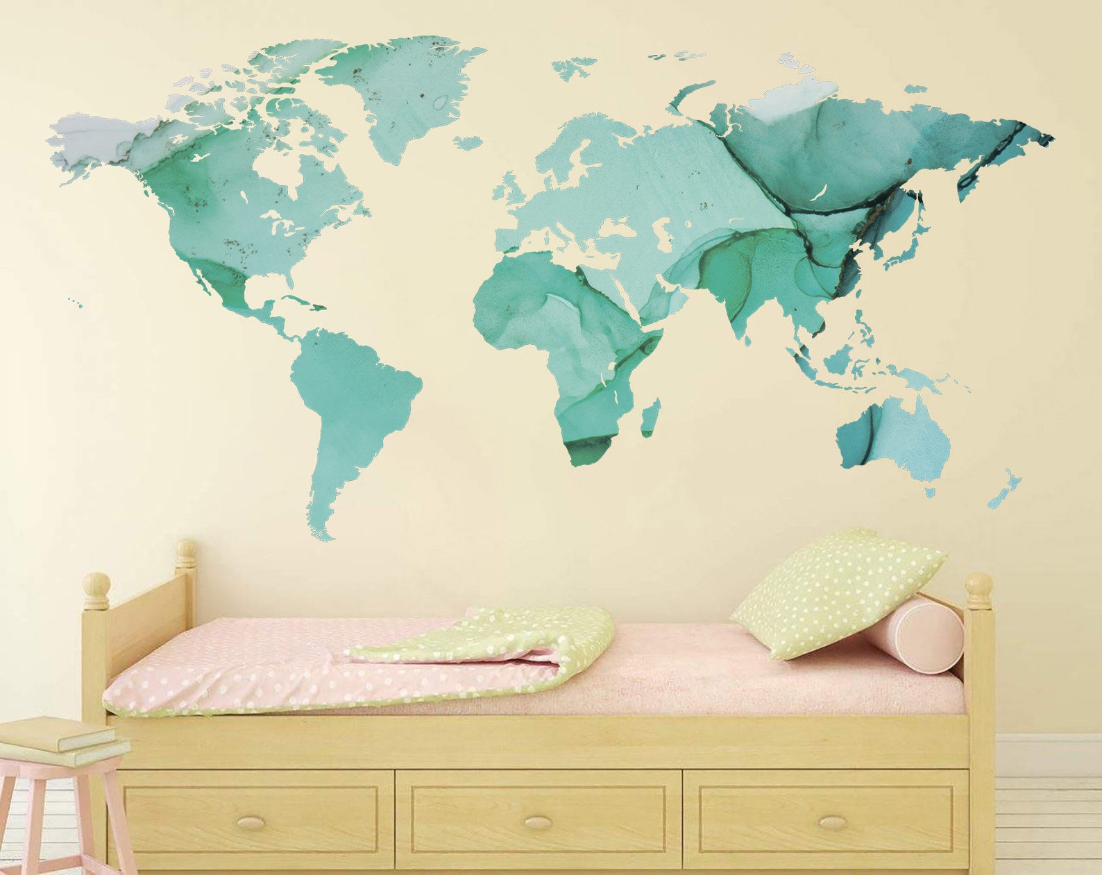 Abstract World Map Decal Map Wall Sticker Marble Modern Wall - Etsy