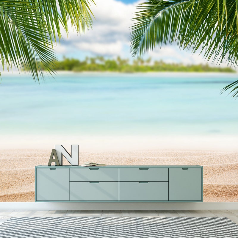 Tropical Beach Mural - Etsy