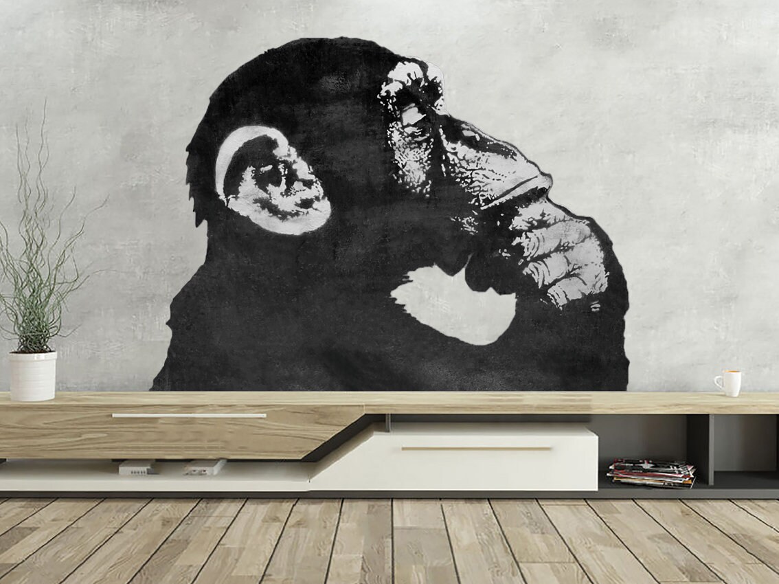 Thinking Monkey Wall Sticker Street Art Wall Decal Graffiti - Etsy