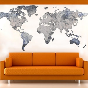 World Map Wall Sticker Abstract Map Wall Decal Wall World Map Home ...