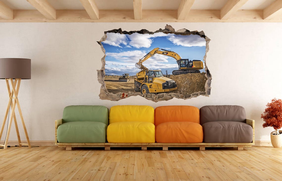 Construction Wall Stickers Excavator Vinyl Decal Large Wall - Etsy