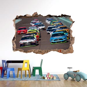 Nascar Racing Cars Wall Sticker Print Nascar Wall Decor Sports Car ...