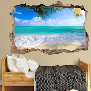 Tropical Beach Wall Decal Beach Wall Art Beach Wall Decor Sea Beach ...