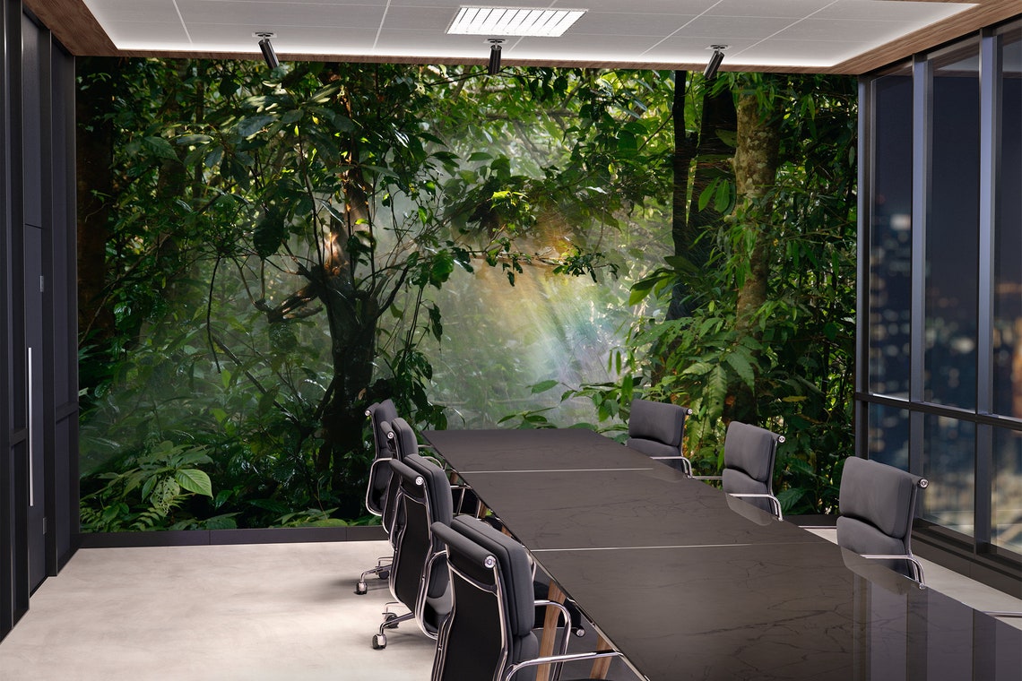 Rainforest Greenery Wall Mural Wallpaper Green Forest - Etsy