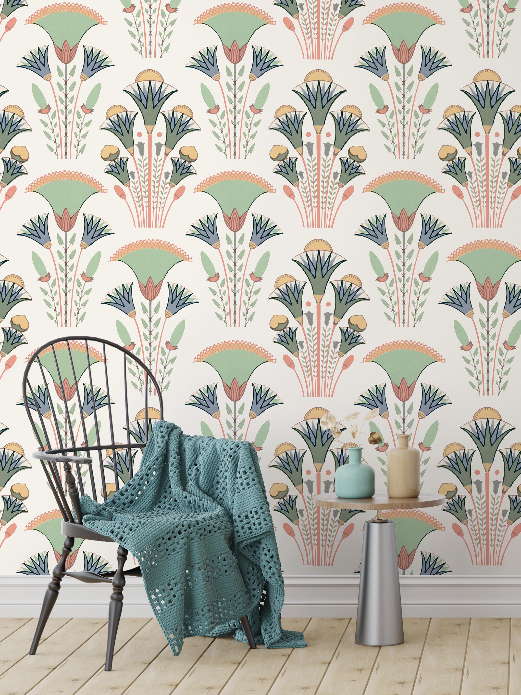 Art Deco Floral Wallpaper | Retro Style Peel and Stick Wall Decor ...