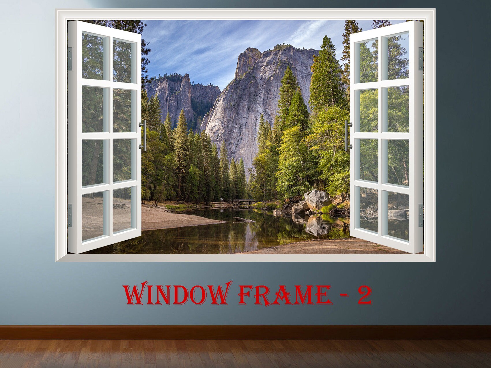 3D Window Mountains Wall Sticker Nature Window View Wall Decal Window ...
