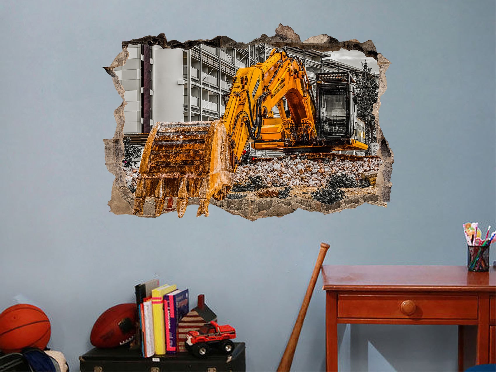 Excavator Wall Sticker Construction Wall Decal Vinyl Sticker - Etsy
