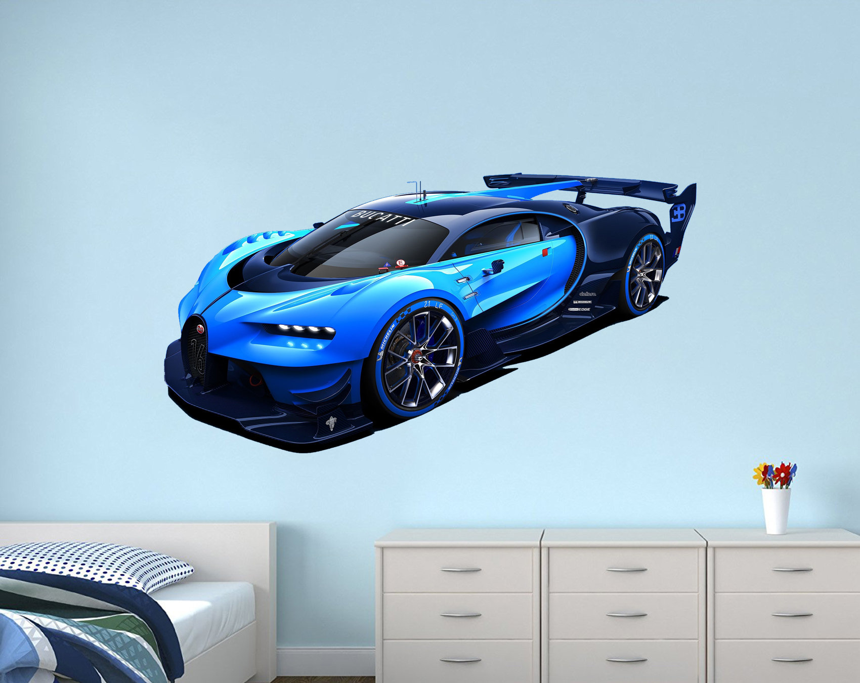Bugatti wall decal Car Wall Decal Supercar decal Playroom wall | Etsy