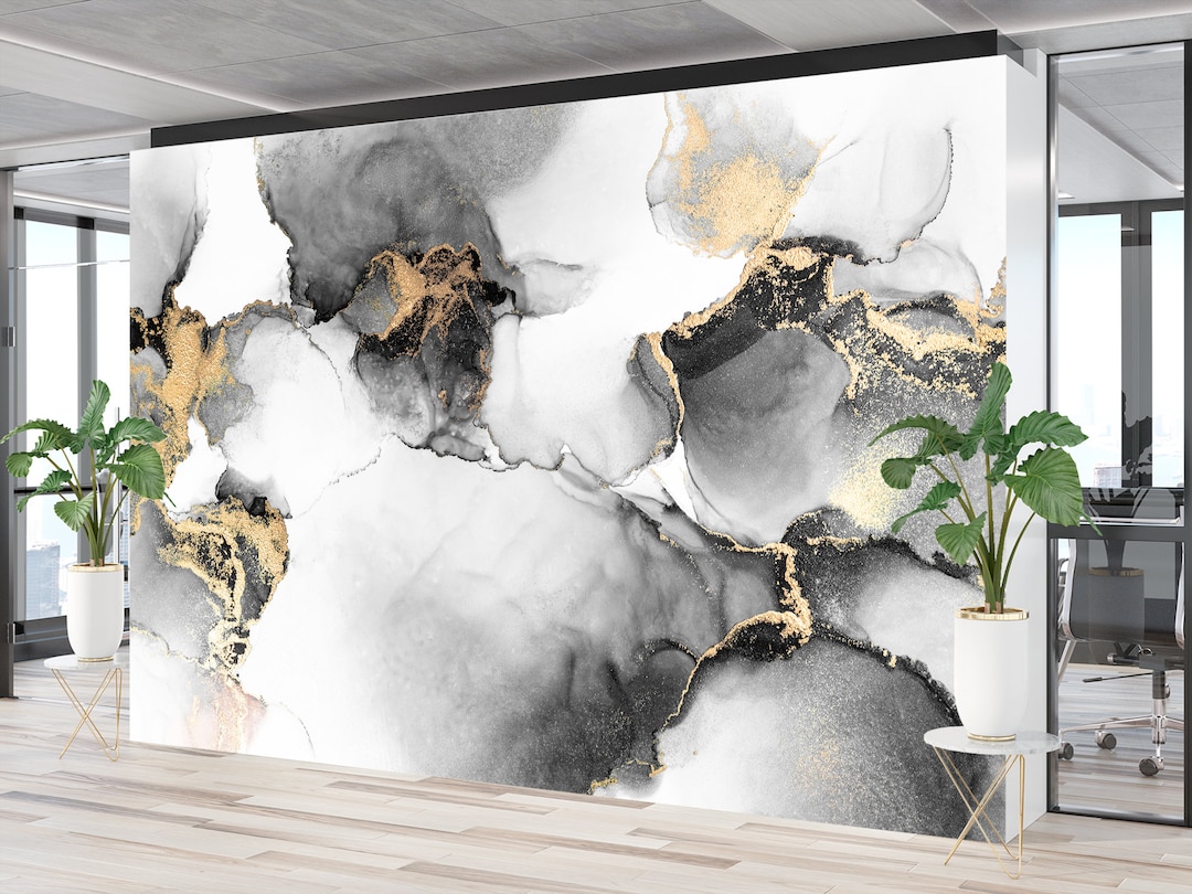 Abstract Grey Wall Mural Wallpaper Marble Wall Print Modern - Etsy